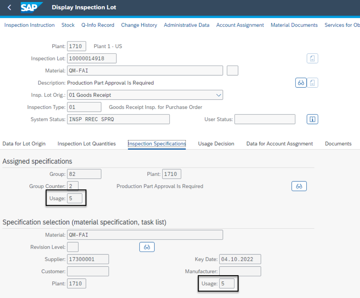 First Article Inspection for Production Part Approval in SAP S/4HANA